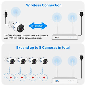 [Full Color Night Vision] Hiseeu Wireless Security Camera System 3MP Spotlight IP Cameras WiFi Surveillance System with 2 Way Audio,Light&Sound Alarm with 8CH NVR 1TB Hard Drive Compatible Alexa
