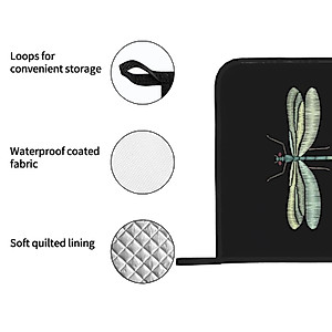 Square Insulated Pot Holder Sets of 2,Dragonfly Black Printed Pot Holders for BBQ Cooking Baking