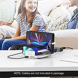 Unitek Charging Station for Multiple Devices, USB Charging Dock with Adjustable Dividers, QC 3.0 and SmartIC, iPhone, iPad, Tablet Organizer Stand-(UL Certified)