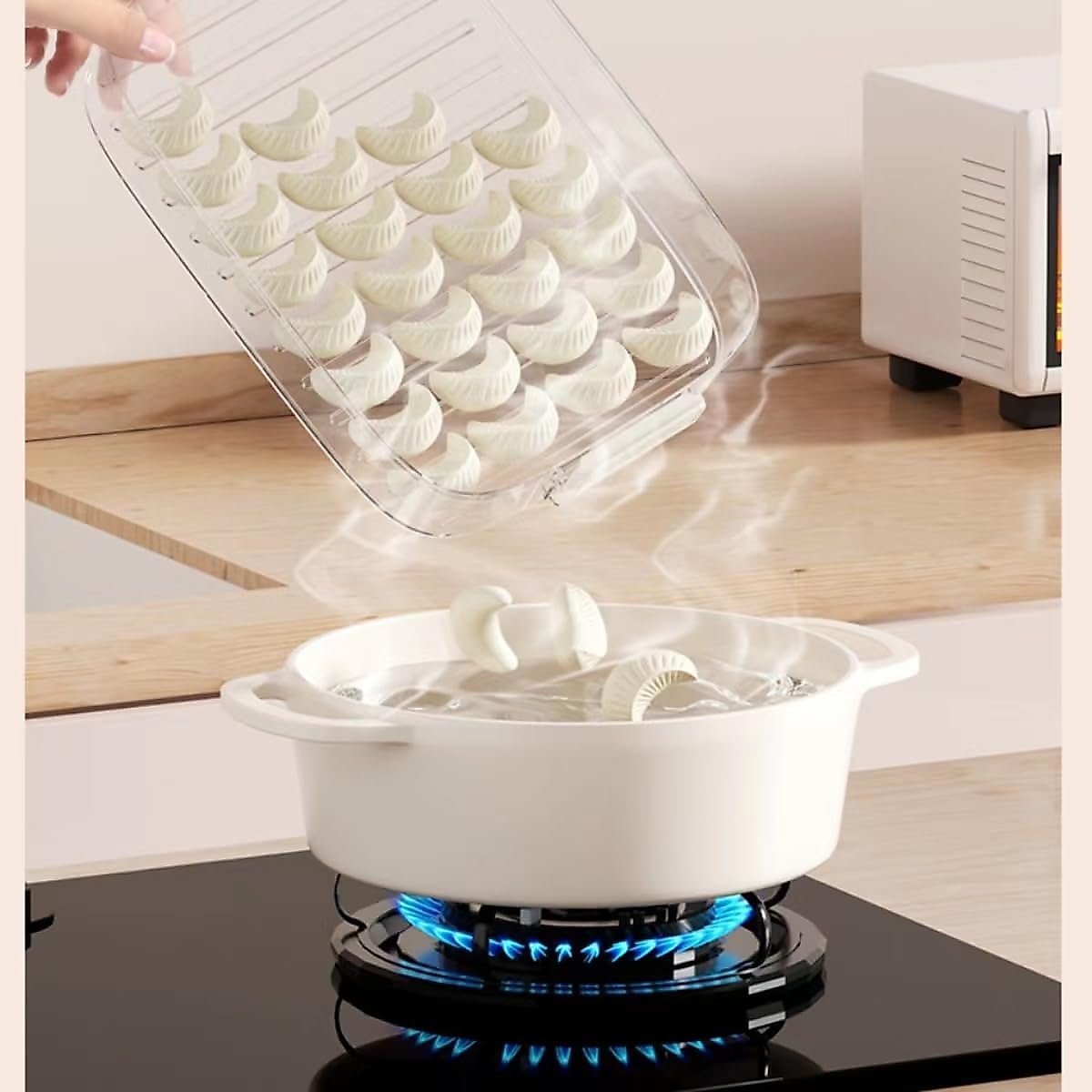 MANHONGYU 4-layer Food Storage Container, Dumpling Box,Cookie Container,Transparent Food Preservation Box for Kitchen and Refrigerator, Stackable Snack Container with Lid，Good Sealing,Heighten