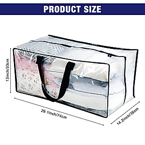 CHUMIA 16 Pieces Heavy Duty Extra Large Clear Storage Bags Backpack Straps Strong Handles Bags Reusable Clear Bags Space Saving Packing Bags for Moving, College Dorm, Traveling, Christmas Decorations