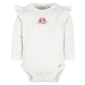 Gerber Baby Girls Long Sleeve Onesies 3-Piece Bodysuit, Pants & Headband Set, Pink Rose, 3-6 Months US