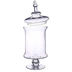 Clear Glass Apothecary Jar with Lid Decorative Candy Buffet Jars Elegant Glass Storage Containers for Weddings Home Bathroom Decor and Kitchen Centerpieces (D:6.9" H:17")