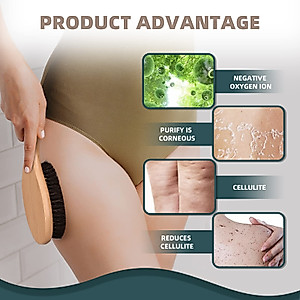 ZP Natural Dry Brushing Body Brush Set, Negative Ion Exfoliating Brush, Ergonomic Grip Design, Exfoliate with Ion Dry Brush to Wake Up The Body