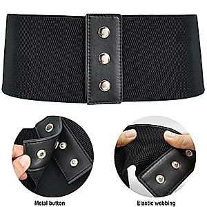 Glamorstar Corset Belt for Women Lace up Leather Belt Wide Waist Belt Elastic Tied Waspie Belt for Dresses Lace Black 27.5IN/70CM
