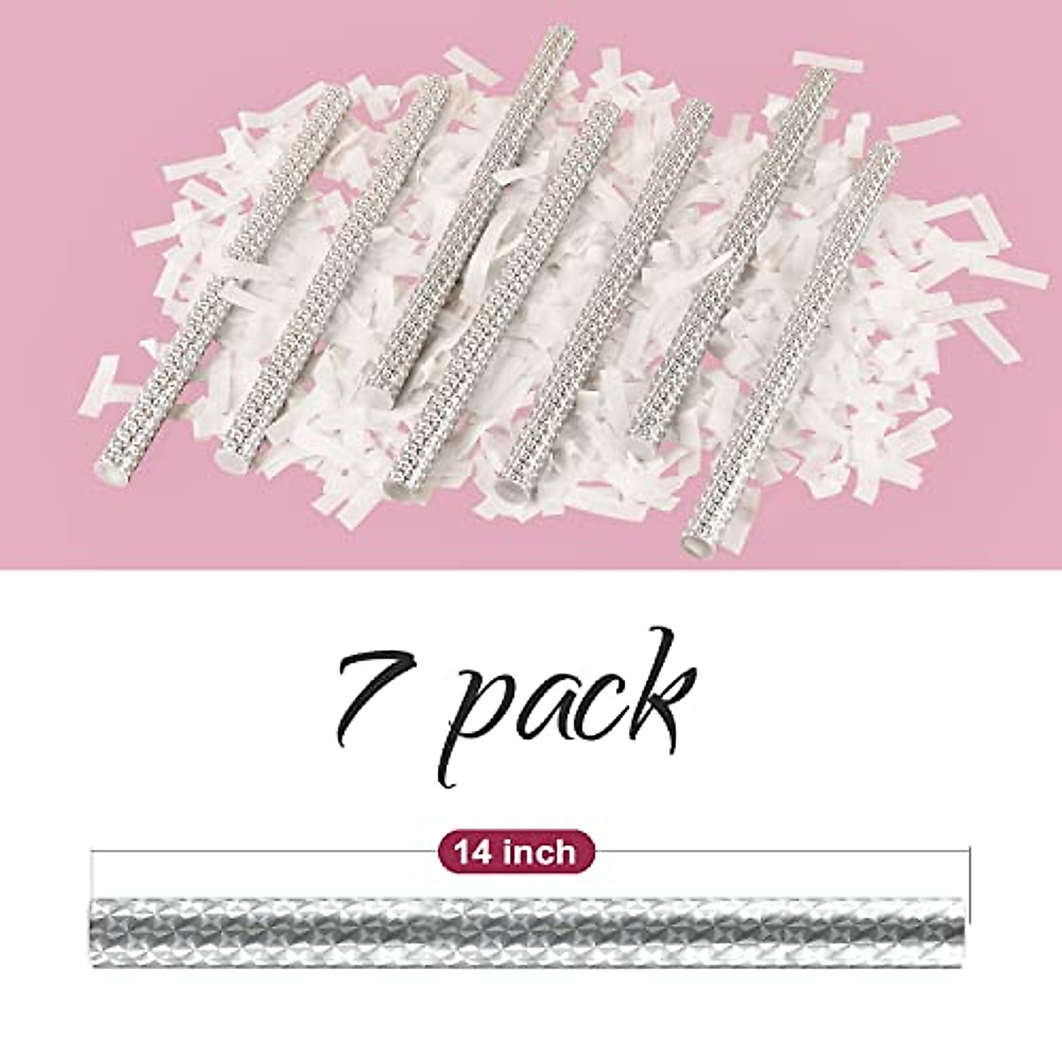 Battife 7Pack White Confetti Wands, Confetti Shoot Poppers, Tissue Paper Confetti Flick Flutter Sticks for Wedding Celebrations Anniversary Birthday Party, 14 Inch