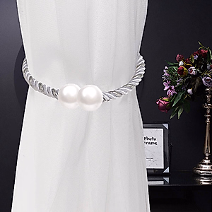 2 Pack Magnetic Curtain Tiebacks Convenient Drape Tie Backs Weave Holder for Window Draperies Hold Curtains Drape Ties Backs 16 inch Holdback (Sliver Gray)