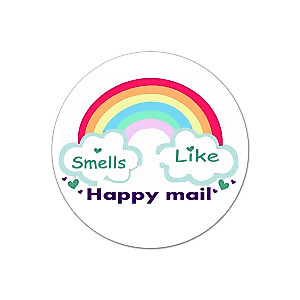 Remarkable Smells Like Happy Mail Stickers,1.5 Inch Happy Mail Cute Mailing Stickers,Round Packaging Colorful Rainbow Small Shop Stickers, Small Business, Thank You Sticker,500 PCS, Colorful,rainbow