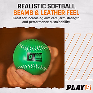 Play 9 Weighted Softballs for Pitching (Leather Set of 4) Size of Softballs