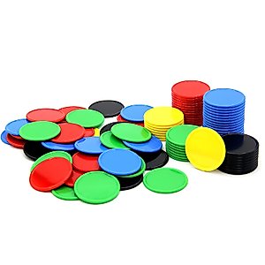 Qierlean 100 Pieces Counters Counting Chips Plastic Markers Multi Colors for Bingo Chips Game Tokens (Green)