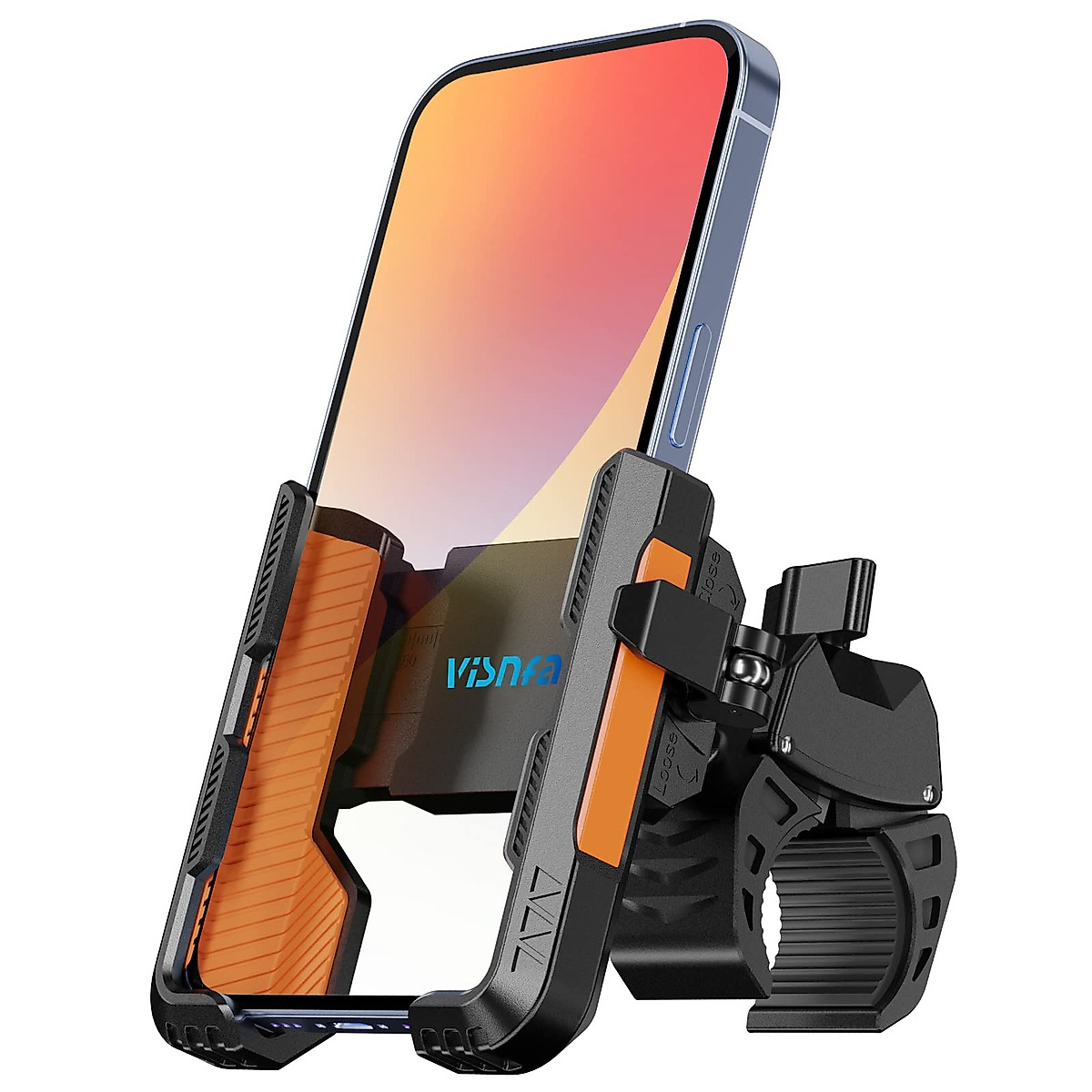 visnfa Upgraded Bike Phone Mount Holder,[1S Quick Release][Camera Friendly] Motorcycle Phone Mount,360°Rotatable,Suitable for Handlebar Diameter 0.866"-1.77" and More 4.5"-7.0" Smartphone