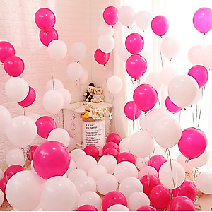 Hot Pink Balloons 100pcs 12 Inch Pink Latex Party Balloon for Girl Women Birthday Wedding Bridal Baby Shower Valentines Engagement Bachelorette Graduation Party Decorations