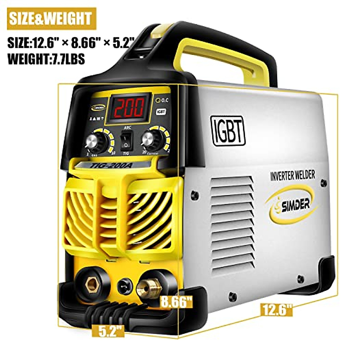 SSIMDER TIG Welder 110V/220V Dual Voltage 200A TIG/ARC/Stick 2 in 1 Welder IGBT Inverter DC TIG Welding Machine