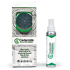 Cedarcide Flea + Tick Pet Brush (4 oz Pack) | Durable Grooming Brush Effectively Applies Cedarcide Original Biting Insect Spray to Kill + Repel Fleas Ticks & Mosquitoes |for Cats and Dogs