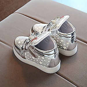 Boy Shoes Size 6 Toddler Baby Fashion Star Luminous Child Casual Colorful Light Shoes (Sliver, 30)