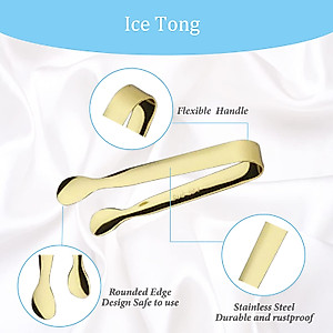 15PCS Serving Tongs, Ice Tongs Stainless Steel Mini Tongs, 4.25Inch Small Gold Sugar Tongs, Kitchen Tongs Mini Serving Utensils for Appetizers, Charcuterie Board, Gold Tongs for Dessert, Tea Party