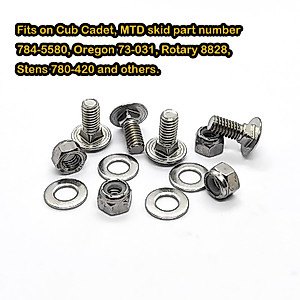 Tormurbutl Skid Shoe Bolts Carriage Bolts Nuts and Washers Kit for MTD Cub Cadet Snow Blower Replacement Parts 710-0451 712-04063 784-5580 - (5/16-18) 3/4" - 4PCS