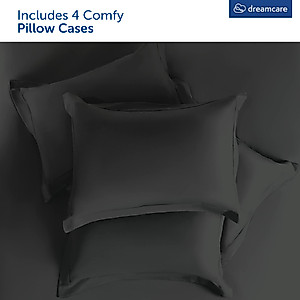 DREAMCARE Washed Microfiber Duvet Cover Queen Gray Queen Duvet Cover Set 5 Pcs - Washed Duvet Covers, Queen Size Duvet Covers - 1 Soft Duvet Cover Queen Size and 4 Pillow Shams, Cooling Duvet Cover