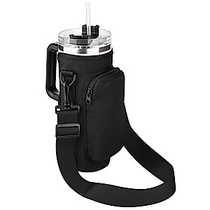Xxerciz Water Bottle Carrier with Phone Holder for Simple Modern Stanley 40 oz Tumbler with Handle Quencher, Bottle Holder with Strap, Stanley Cup Accessories for Hiking Travelling Camping