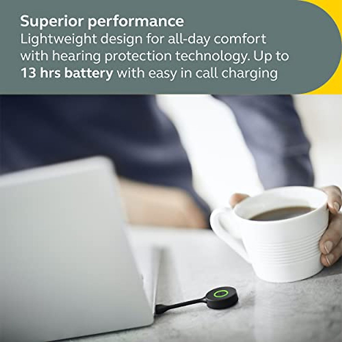 Jabra Engage 55 Stereo Wireless Headset with Link 400 USB-C DECT Adapter – Noise-Cancelling Microphone, Extensive Range, Hearing Protection – MS Teams Certified, Works with All Other Platforms – Black
