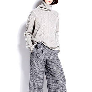 Ailaile Wool Sweaters Women's Turtleneck Pullover Female Loose Long Sleeve Tops Winter Thick Knitted Jumper Beige