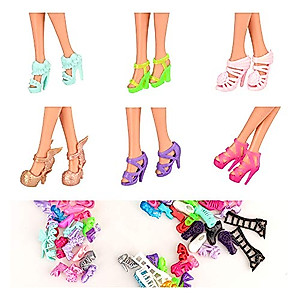 Miunana 50 Pairs Doll Shoes High Heel Shoes Doll Boots Flat Shoes Set for 11.5 inch Girl Dolls Fashionista Shoe Lots
