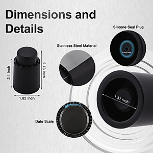 Loboo Idea Wine Pump Vacuum Stoppers, Wine Savers Vacuum Pump Stoppers For Glass Bottles (Black, 6pcs/box)