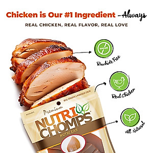 NutriChomps Dog Chews, Ear-Shaped, Easy to Digest, Rawhide-Free Dog Treats, 10 Count, Real Chicken flavor