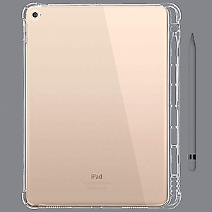 SFFINE Clear Case for New iPad 10.2 7th/8th/9th Generation 2021/2020/2019 with Pencil Holder, Shockproof Thin Slim Transparent Flexible TPU Gel Silicon Back Cover Protective Shell Fit iPad 10.2 Inch