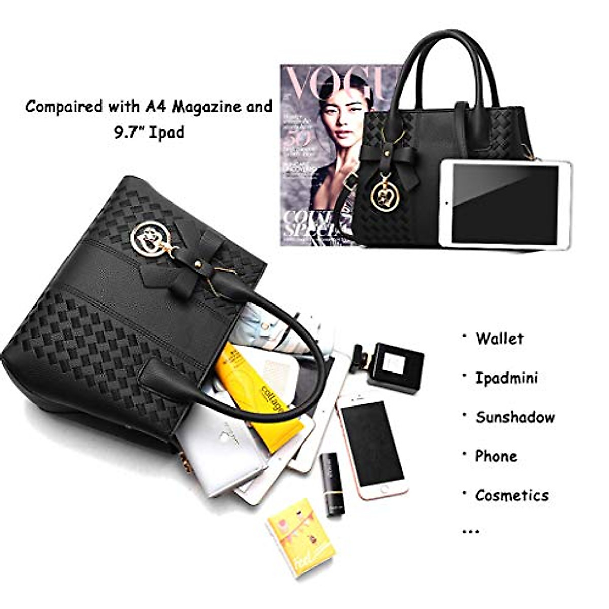 Purses and Handbags for Women Fashion Ladies PU Leather Top Handle Satchel Shoulder Tote Bags