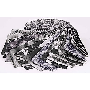Soimoi 40Pcs Tie Dye Print Cotton Precut Fabrics for Quilting Craft Strips 2.5x42inches Jelly Roll - Black