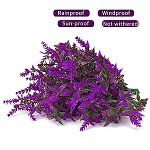 Artflower 12 Bundles Artificial Lavender Flowers Bouquet Outdoor Fake Shrubs UV Resistant Lifelike Greenery Bushes for Garden Indoor Outdoor Home Porch Box Decor (Fuchsia)