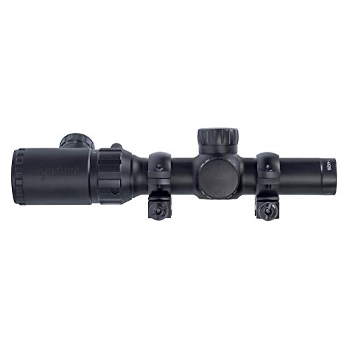 Monstrum 1-4x20 Rifle Scope with Rangefinder Reticle and Medium Profile Scope Rings | Black