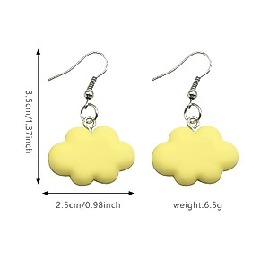 Just Follow 6 Pairs Simple Handmade Lovely White Blue Pink Resin Clouds Dangle Earrings Set Weather Jewelry for Women (Clouds Earrings- 6 Pairs)