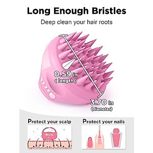 HEETA Hair Shampoo Brush, Upgraded Wet & Dry Hair Scalp Massager with Soft Silicone, Scalp Exfoliator for Remove Dandruff, Scalp Scrubber Hair Care Tools for Women, Men, Pets (Pink)
