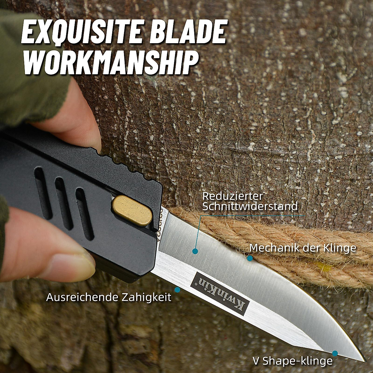 KWINKIN Stainless Steel Blade Folding Pocket Knife D2 Steel High Hardness Outdoor Tactical Knife Set Knives