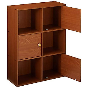 Furinno Pasir 3-Tier Shelf with 3 Door/Round Handle, Light Cherry