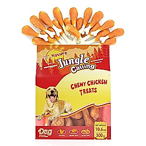 Jungle Calling Chewy Chicken Dog Treats Rawhide Free Real Chicken Calcium Bone, Teeth Clean Breath Fresh Dog Training Treats