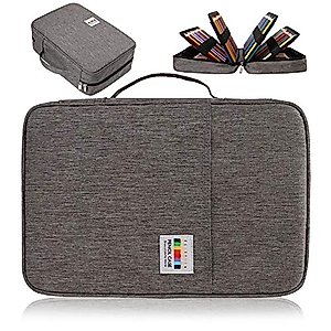 AYVANBER Big Capacity Colored Pencil Case Organizer 304 Slots Pen Holder Waterproof Storage Pouch Gel Marker Pen Bag Box for Cosmetic Brush Pencils & Gel Pen Used for Teens Student or Artist (Grey)