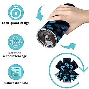 Honeybaby Blue Butterfly Coffee Tumbler 20 oz with Straw & Lid Leak Proof Tumbler Reusable Stainless Steel Tumblers Insulated Water Bottles Gifts for Women Men