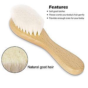 Eycikafa Baby Hair Brush, Goat Bristles Brush and Baby Cradle Cap Brush Set for Cradle Cap Treatment Wood Bristle Brush for Newborns and Toddlers (2 Piece)