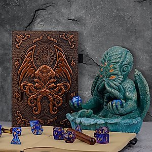 DND Journal Embossed with Cthulhu + Cthulhu Dice Tower for D&D, RPG, Call of Cthulhu, Dungeons and Dragons, Pathfinder