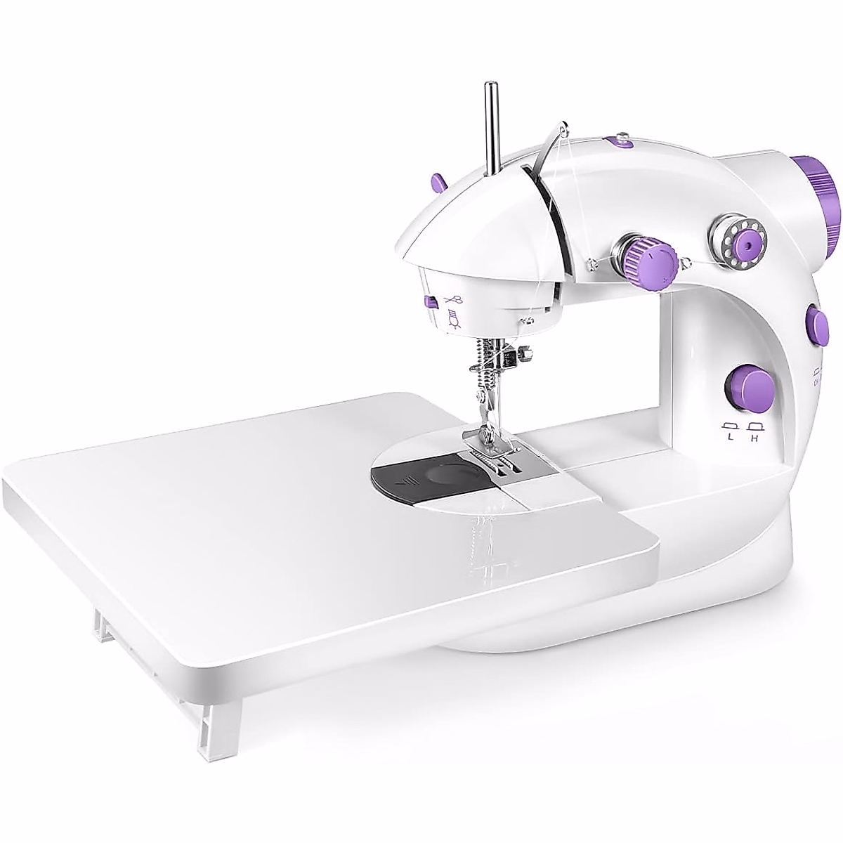 Portable Sewing Machine with Extension Table and Light, Mini Handheld Sewing Machine with Upgraded, Two Threads Double Speed Double Switches, Easy to Use for Kids,Beginners and DIY
