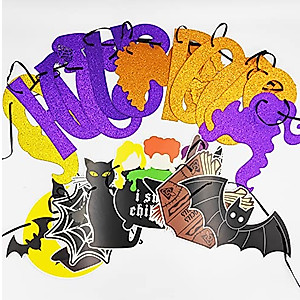 PTFNY Glittery Hocus Pocus Banner Hocus Pocus Halloween Decorations Halloween Witches Party Banner for Hocus Pocus Halloween Party Decorations Supplies