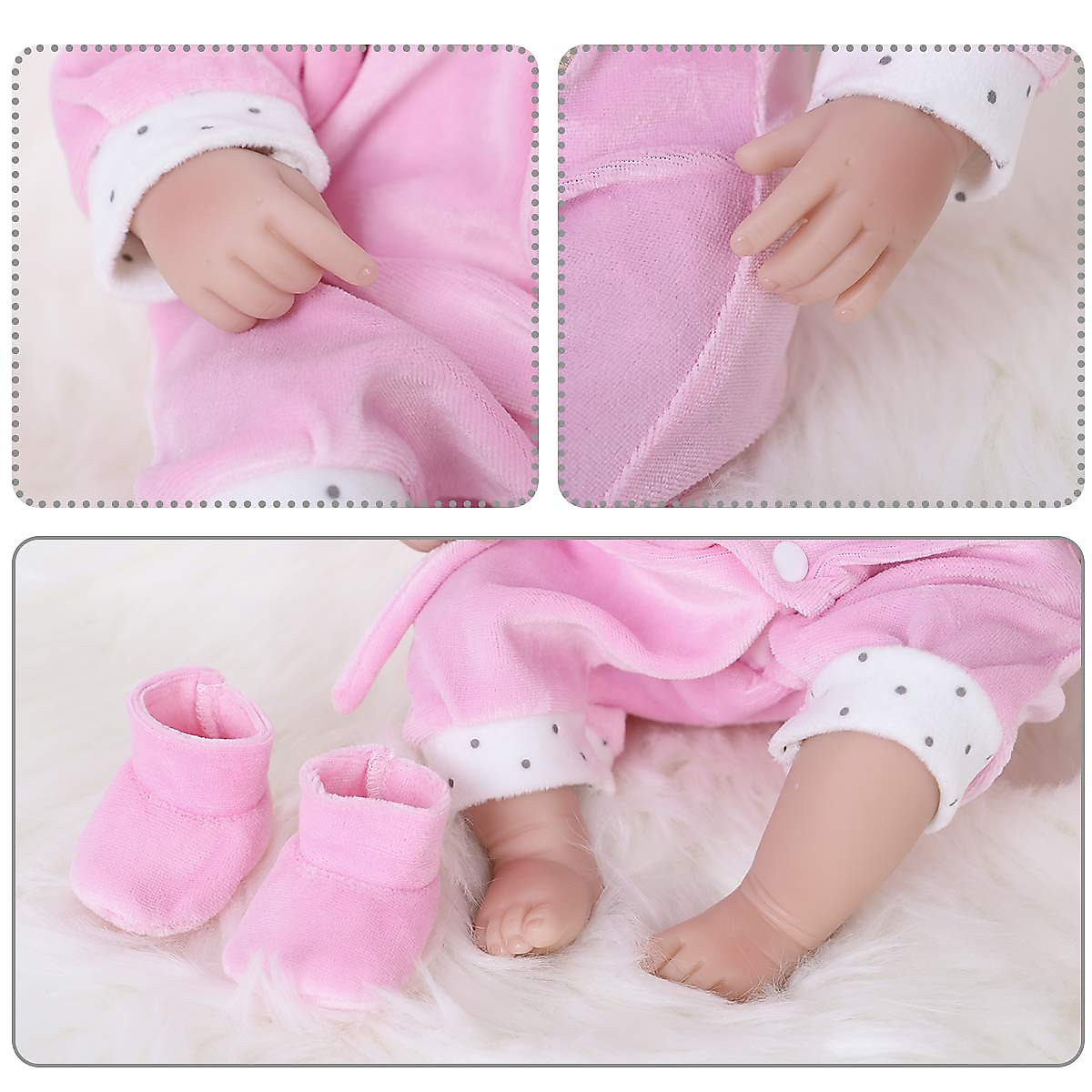 ENADOLL Reborn Baby Doll Realistic Silicone Vinyl Pink Mouse Baby 16 inch Weighted Soft Body Lifelike Doll Gift Set for Ages 3+(Pink Mouse)