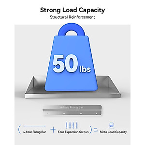 ZeroPone Stainless Steel Wall Shelf 8.6 x 24 Inches 56 lbs Load Heavy, Heavy-Duty Wall-Mounted Floating Shelf with Backsplash, Equipped with Silicone Mat. for Restaurant, Home, Kitchen, Hotel