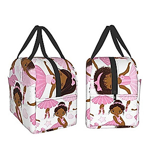Lycomify Reusable Tote Lunch Bag,Pink Ballet Cute Girl Ballerina Dancer Skirt Gymnastic Kid Personalizedwaterproof Insulated Cooler box Bags Luch Container for Office School Picnic Beach Workout…