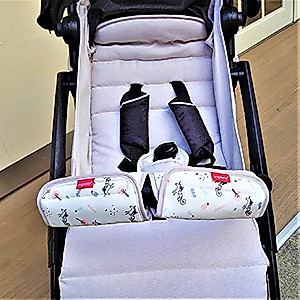 【angelette】Baby Carrier Reversible Sucking Pads/Car Seat Strap Covers/Stroller Belt Covers/Drool Pads/Teething Pads (Unicorn)