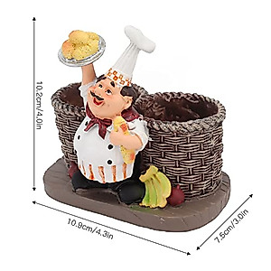 Chef Salt and Pepper Shakers, Chef Stature Holder Decorative Synthetic Resin Ingenious Vivid Chef Figurine Holder with 2 Glass Sauce Bottle