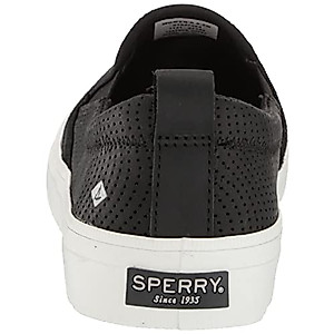 Sperry Women's Crest Twin Gore Boat Shoe, Black PERF, 8.5